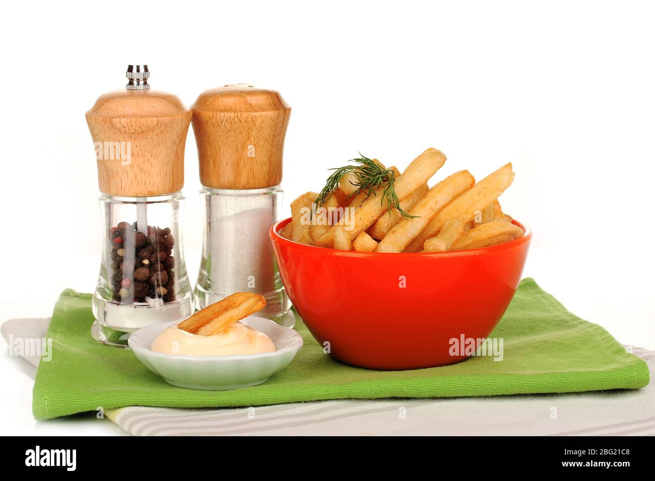 French fries in bowl isolated on white Stock Photo - Alamy