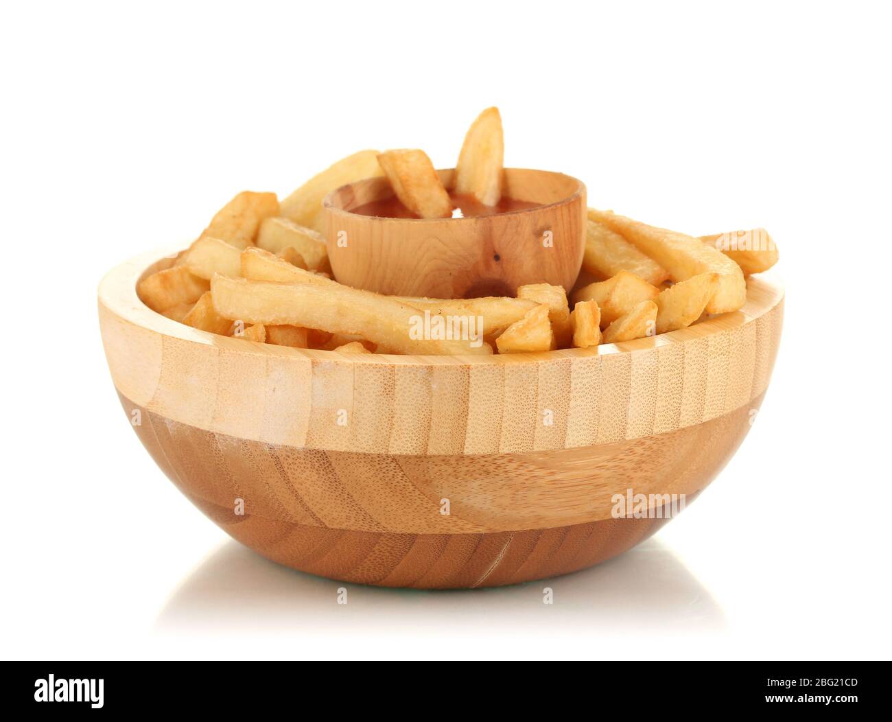 French fries in bowl isolated on white Stock Photo - Alamy