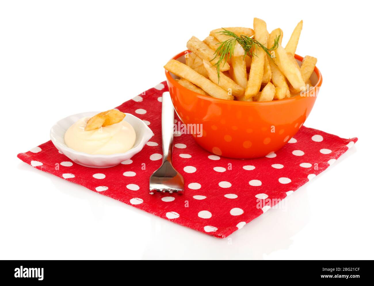 French fries in bowl isolated on white Stock Photo - Alamy