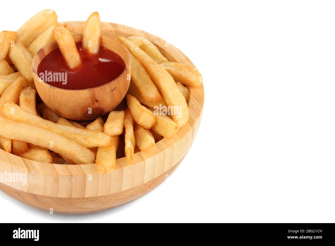 French fries in bowl isolated on white Stock Photo - Alamy