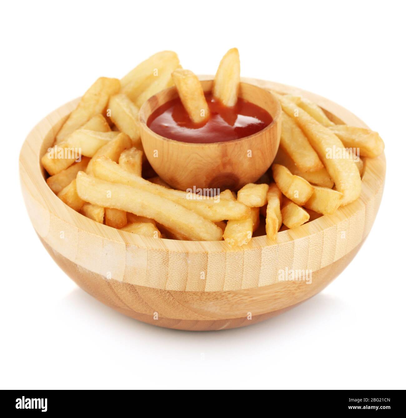 French fries in bowl isolated on white Stock Photo - Alamy
