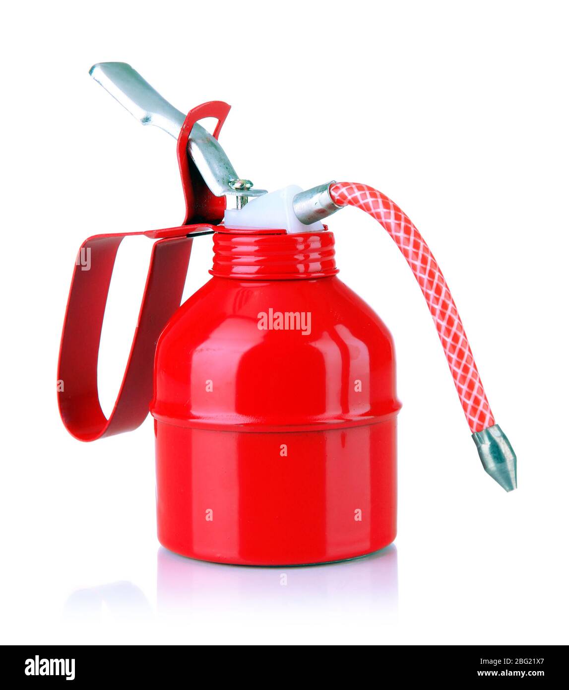 Oil can isolated on white Stock Photo - Alamy