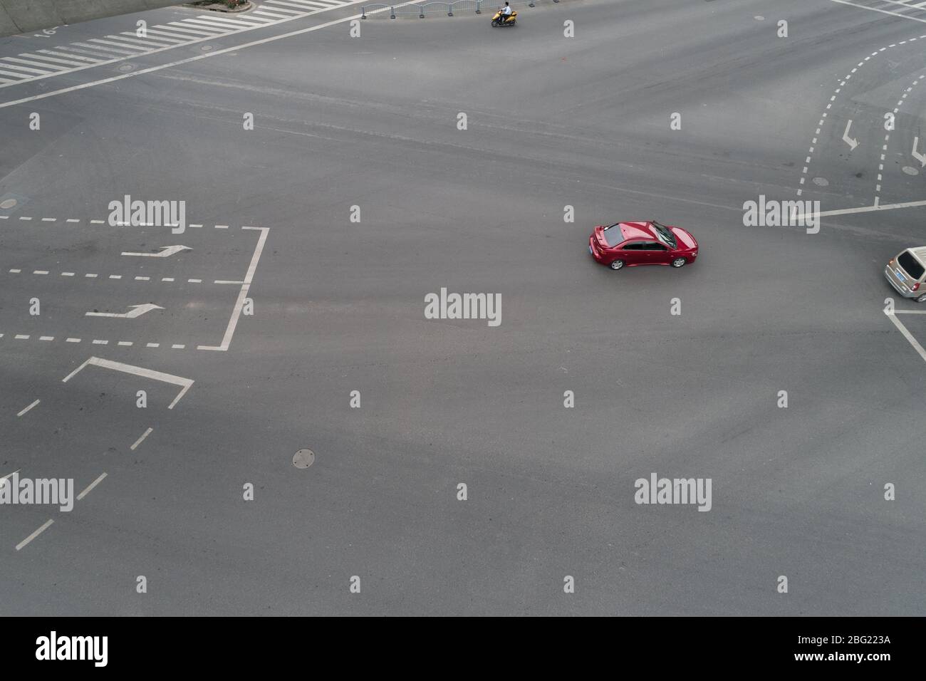 Aerial view on busy traffic intersection Stock Photo - Alamy