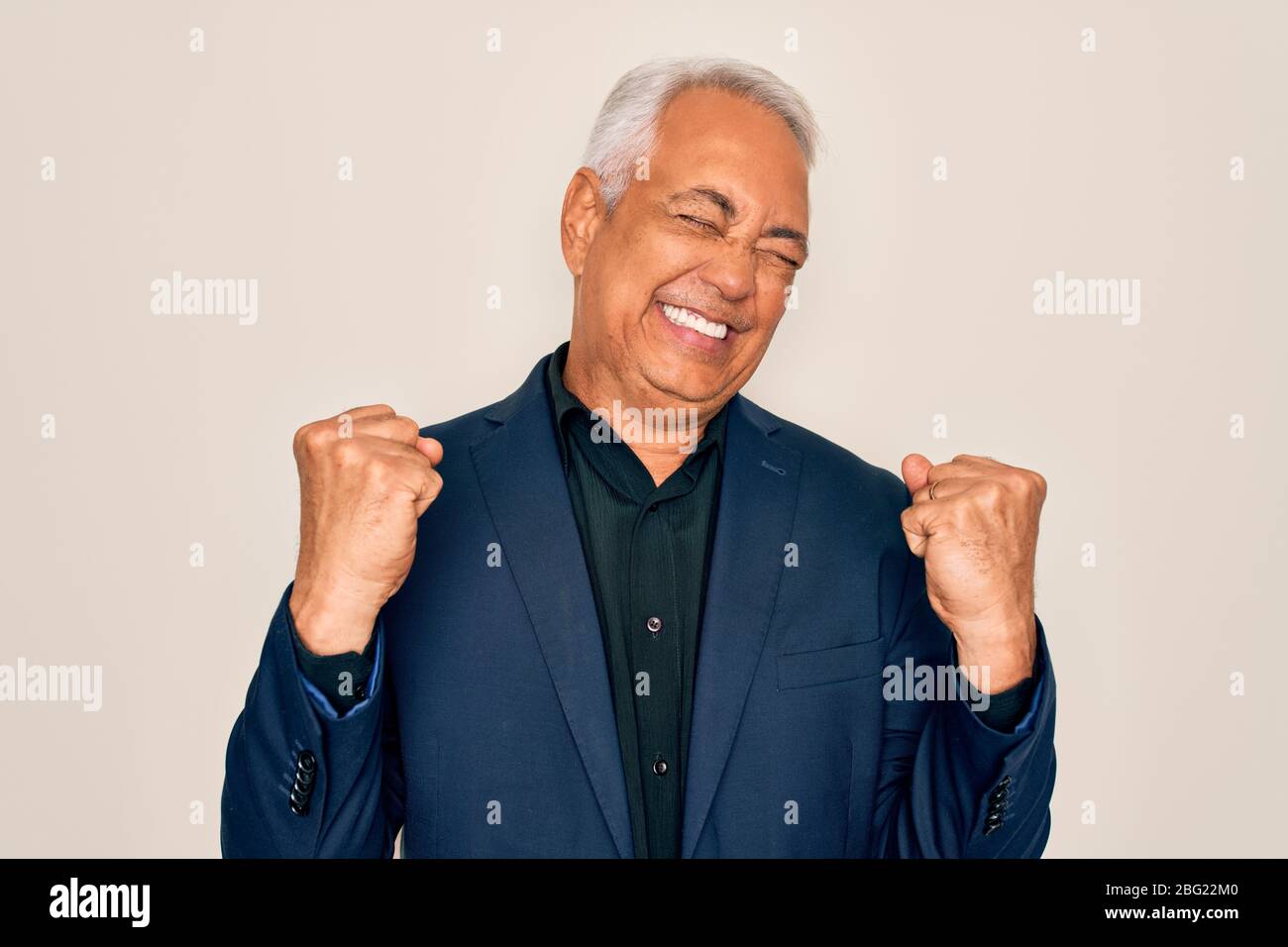 Middle age senior grey-haired handsome man wearing elegant business ...