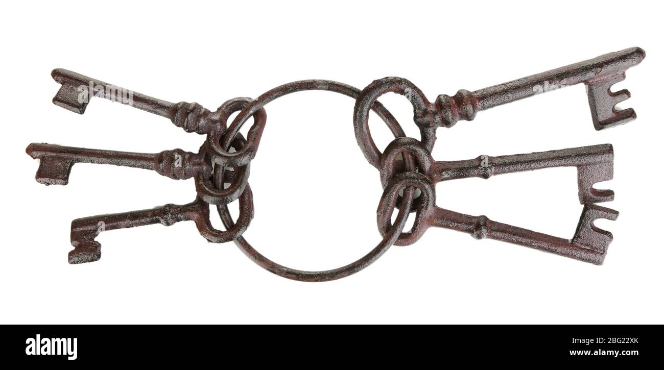 Bunch of old keys isolated on white Stock Photo - Alamy