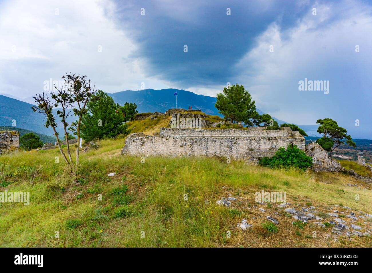 Castle of saint George in Kefalonia, Greece. The castle was built on a ...