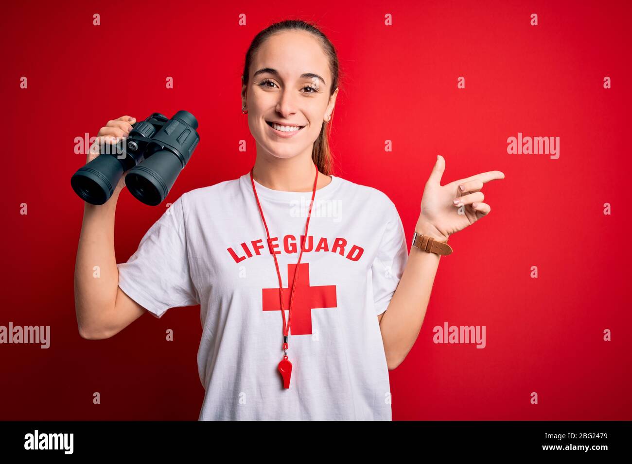Portrait happy lifeguard woman hi-res stock photography and images - Alamy