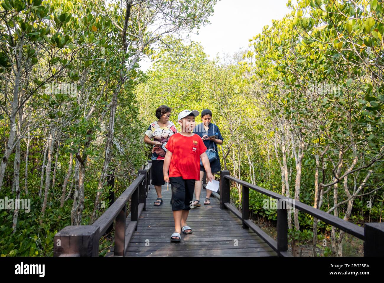 April 1,2020 - Pranburi, Thailand; Visitors are walking on the trail to ...