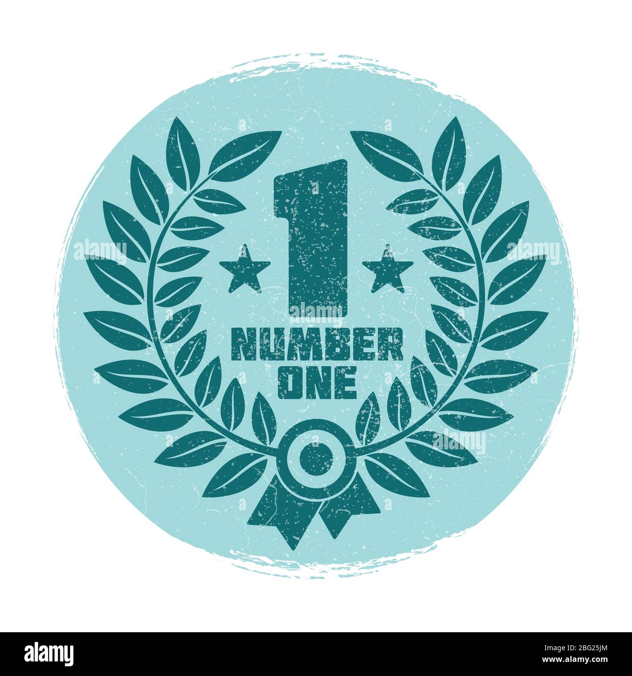 Vintage grunge wreath number one label design isolated on white. Vector ...