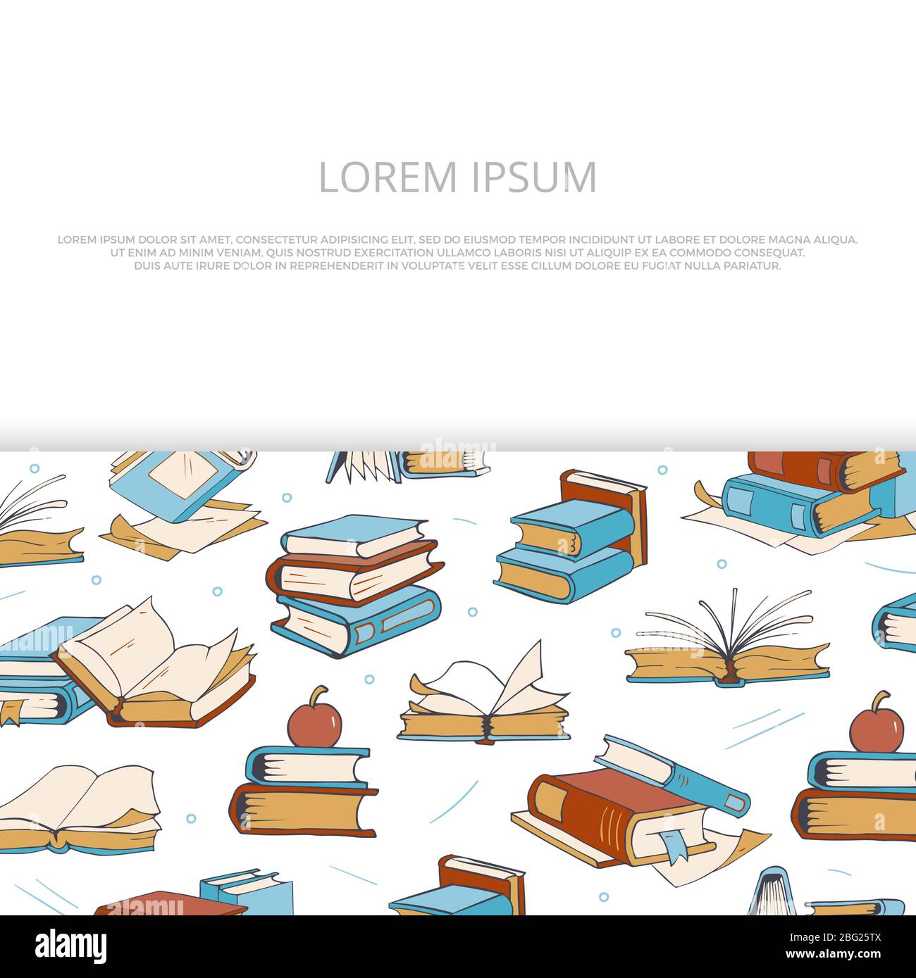 Bright books sketch banner design for shop, market, store, library ...