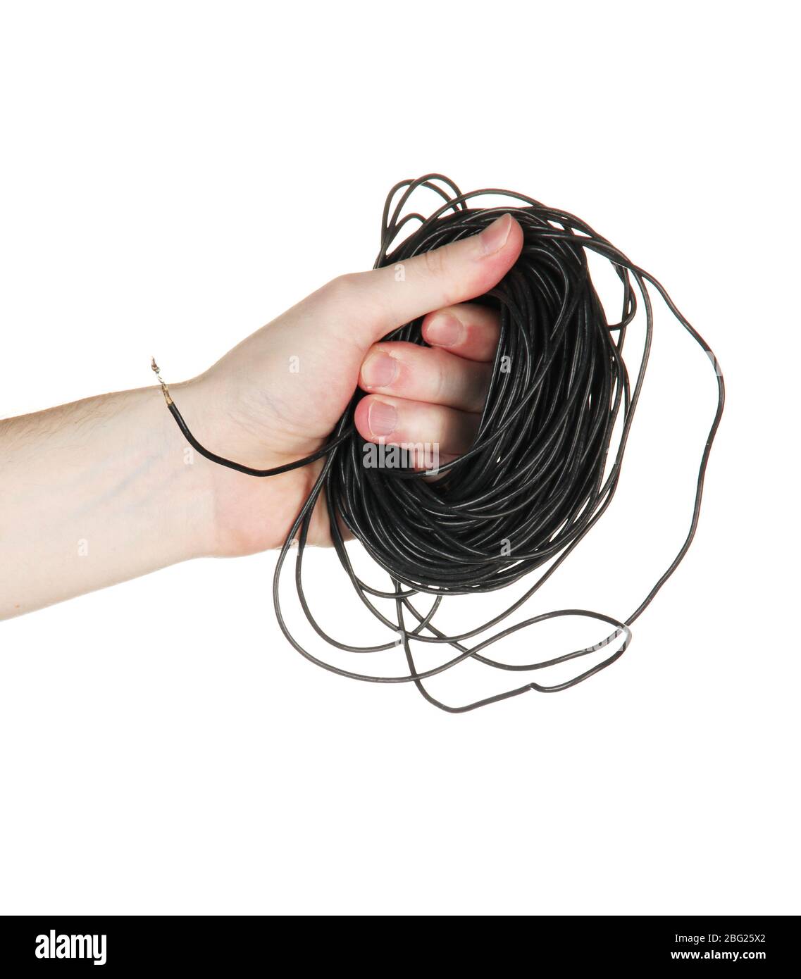 Cable in man hand, isolated on white Stock Photo - Alamy