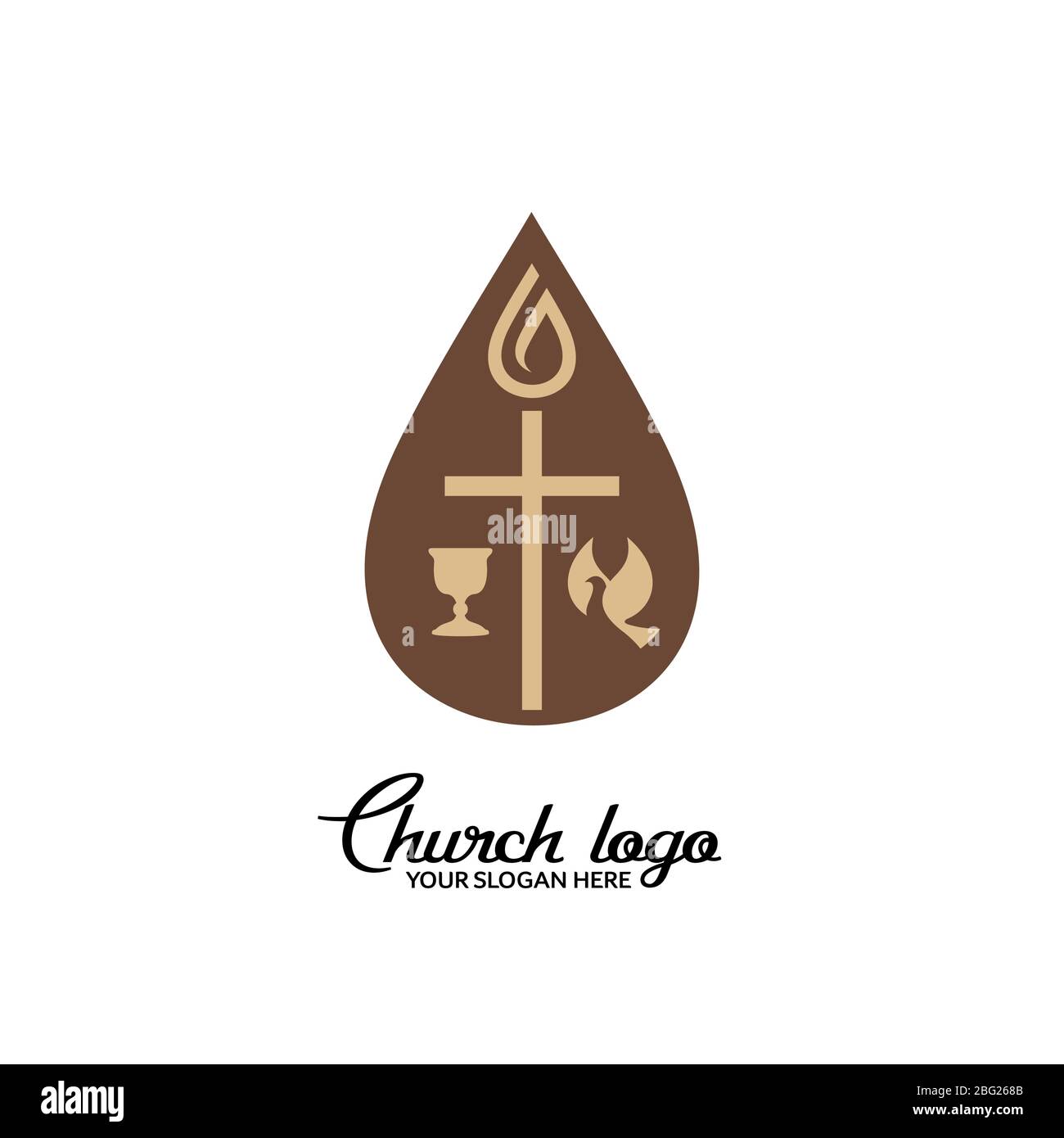 Church logo. Christian symbols. The cross of Jesus, the cup of ...