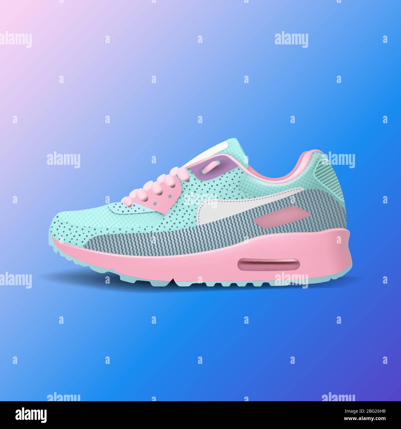 Realistic woman sport running shoe for training and fitness Stock ...