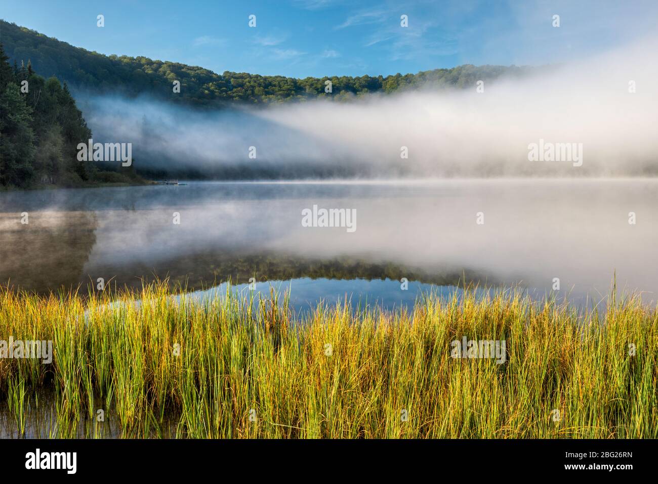 Early morning mist over Lacul Sfanta Ana (Lake Saint Anne), crater lake ...