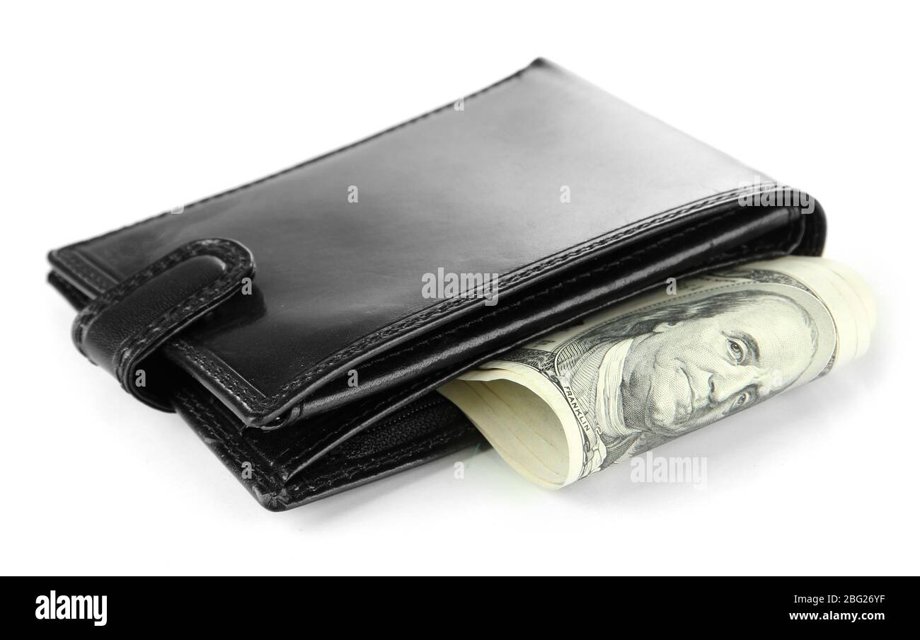 Money falling wallet on white hi-res stock photography and images - Alamy