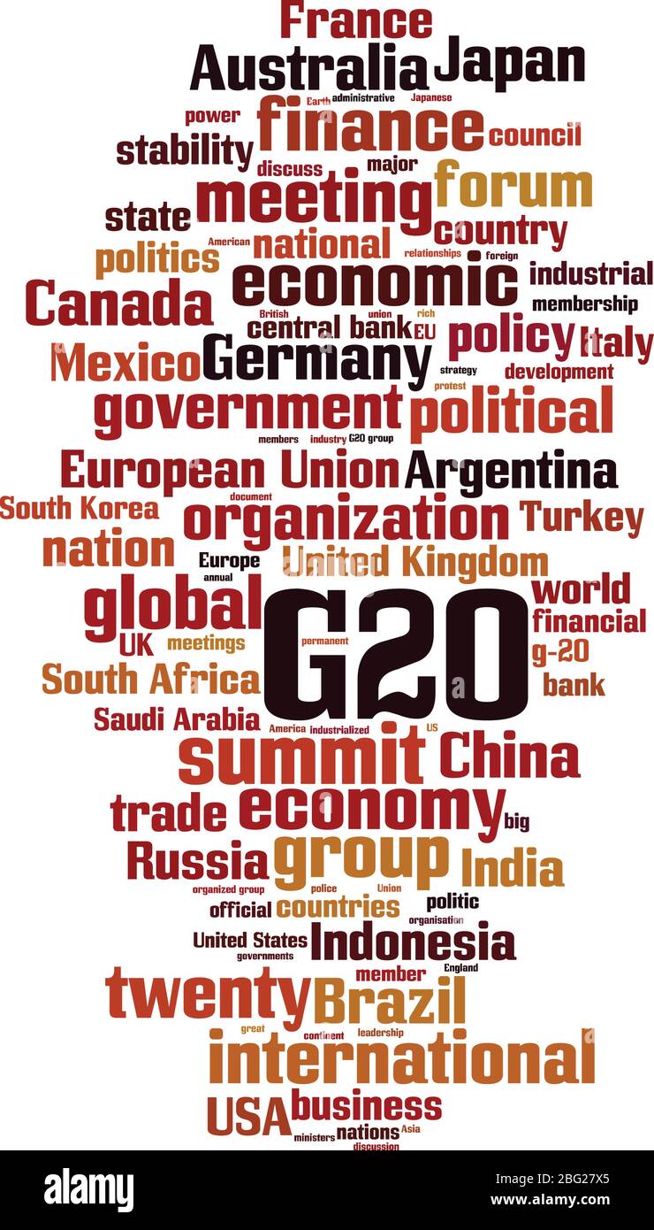 G20 word cloud concept. Collage made of words about G20. Vector ...
