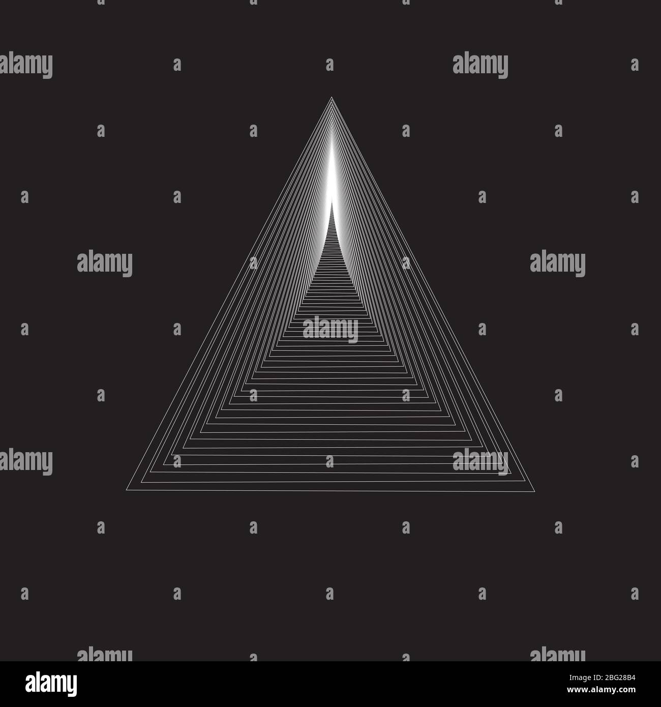 White triangle shape with stair shape to infinity on black background ...