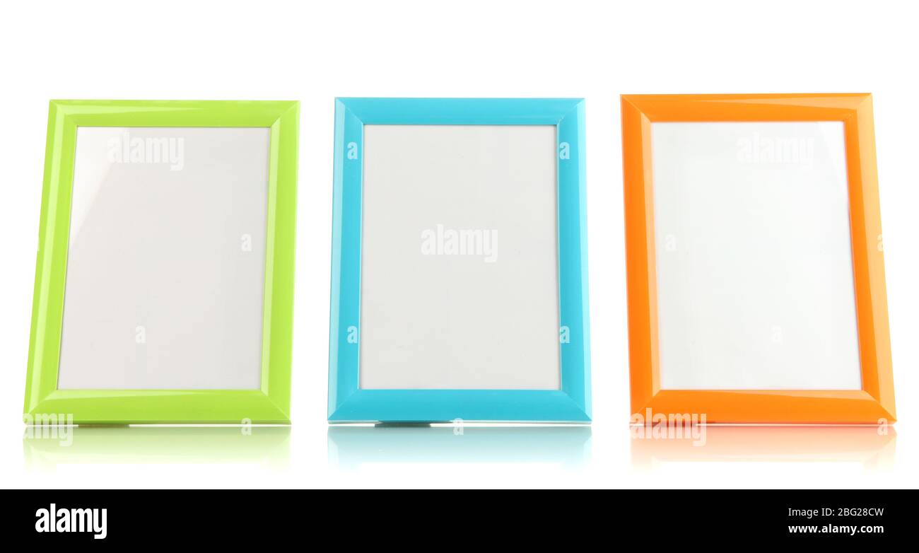 Colorful photo frames isolated on white Stock Photo - Alamy