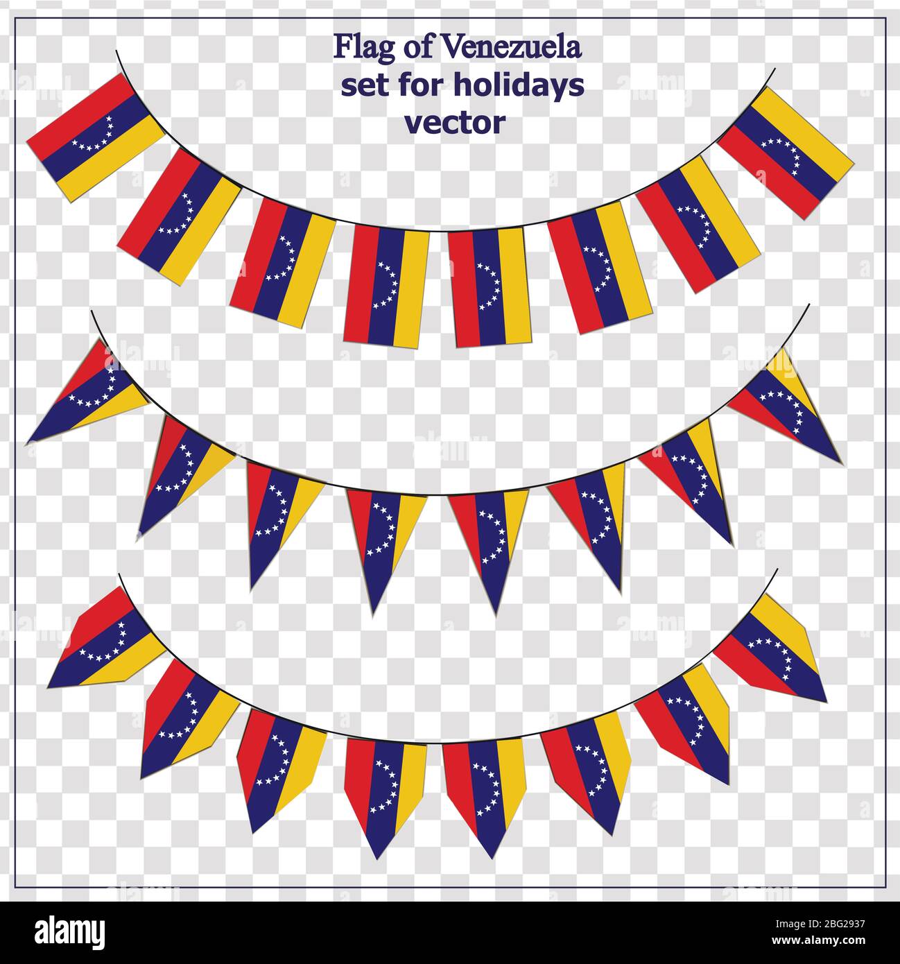 Set with flags of Venezuela with folds. Colorful illustration with ...