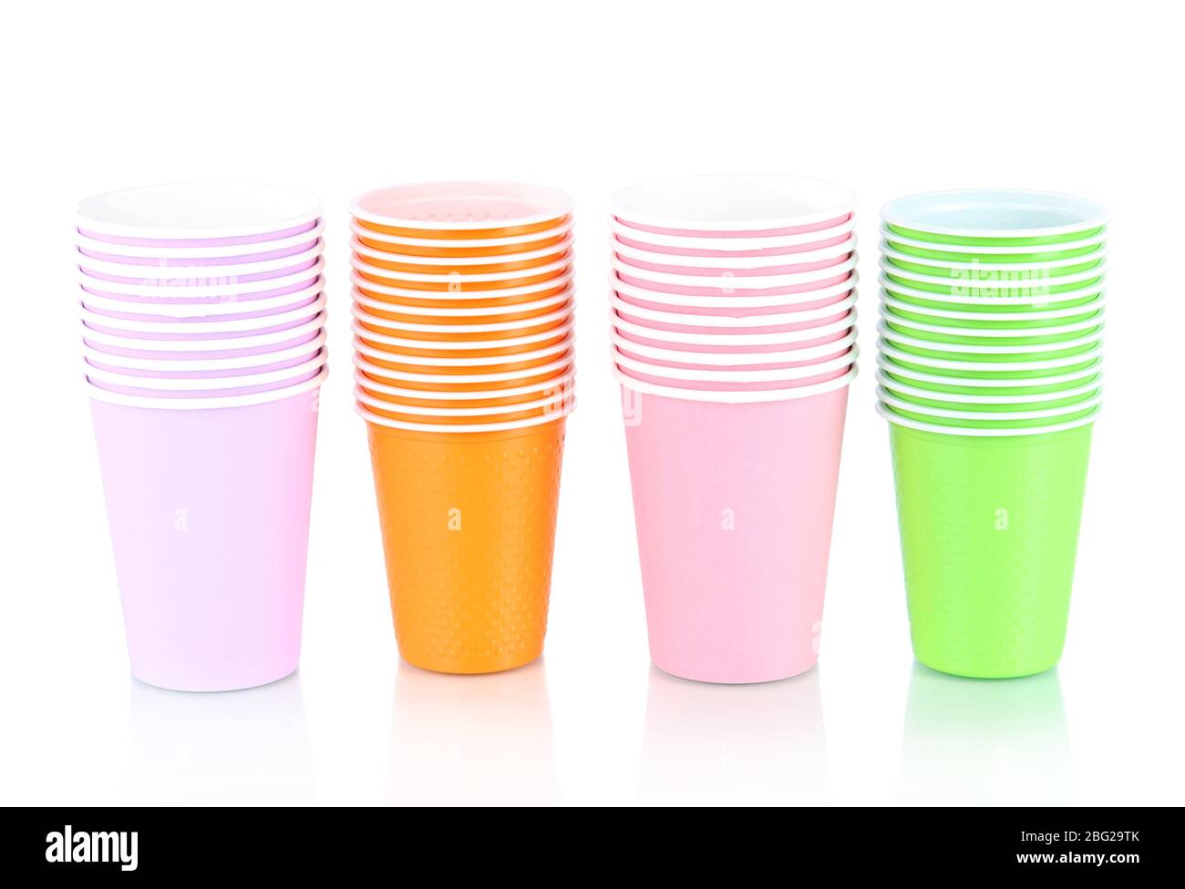Cups in different color isolated on white Stock Photo - Alamy