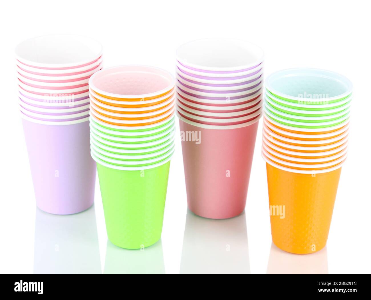 Cups in different color isolated on white Stock Photo - Alamy