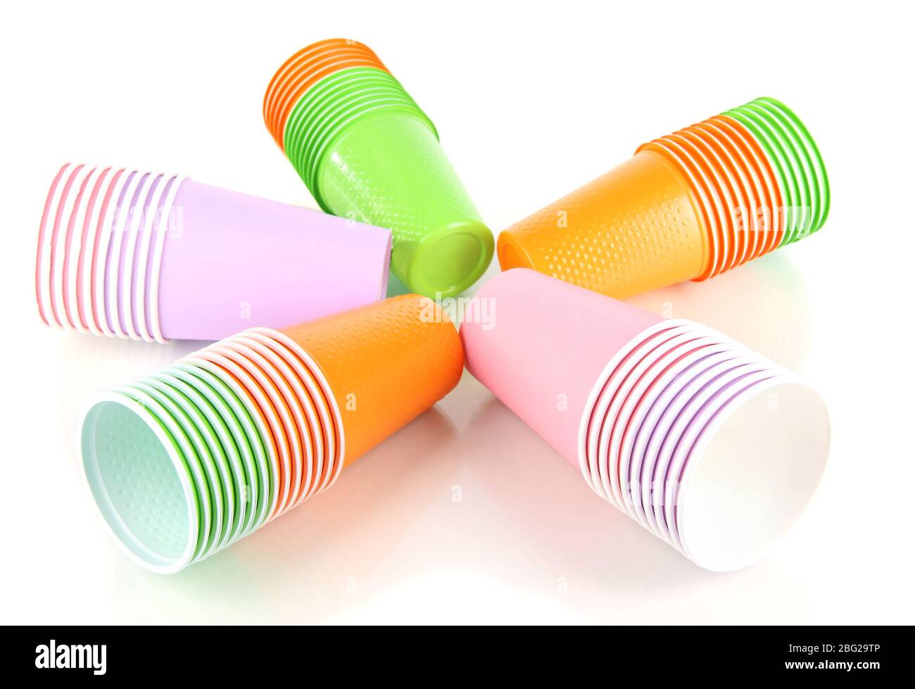 Cups in different color isolated on white Stock Photo - Alamy
