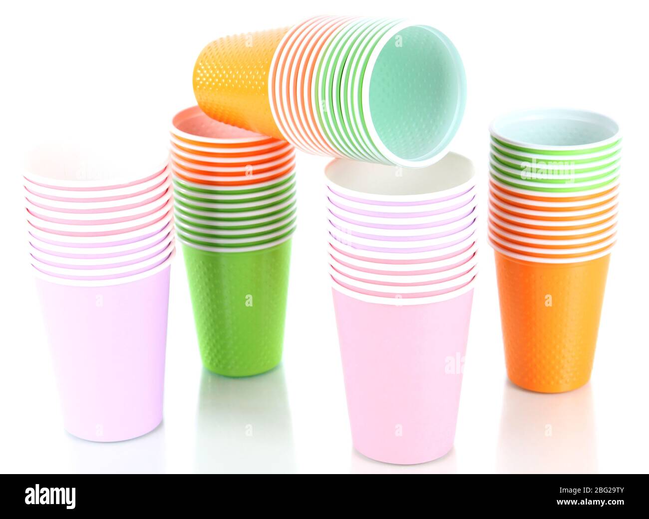 Cups in different color isolated on white Stock Photo - Alamy