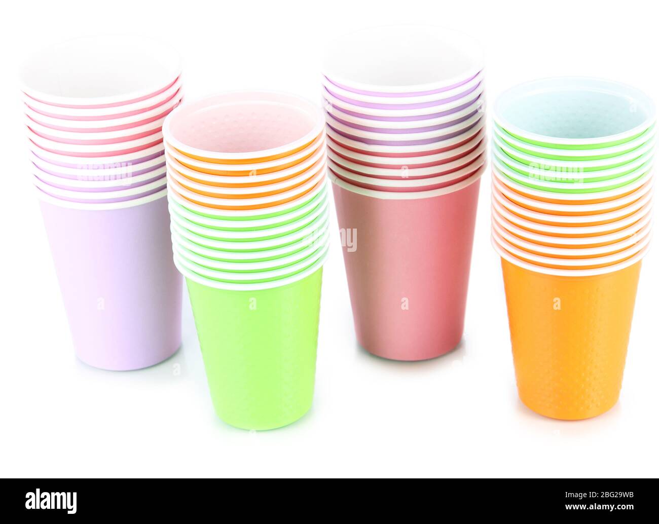 Cups in different color isolated on white Stock Photo - Alamy
