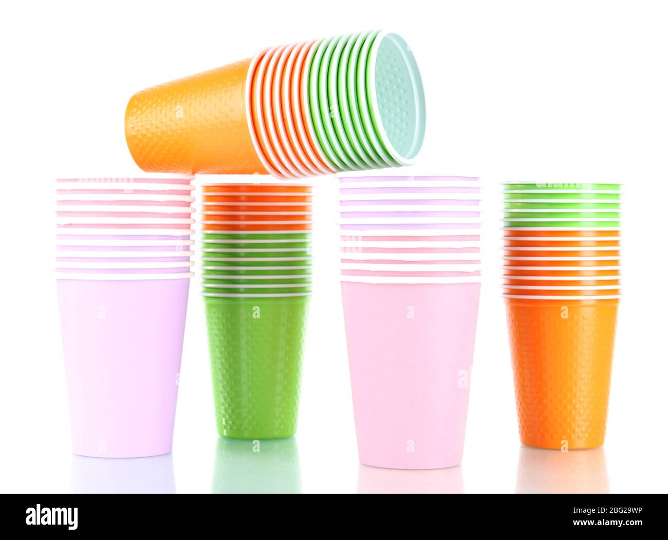 Cups in different color isolated on white Stock Photo - Alamy