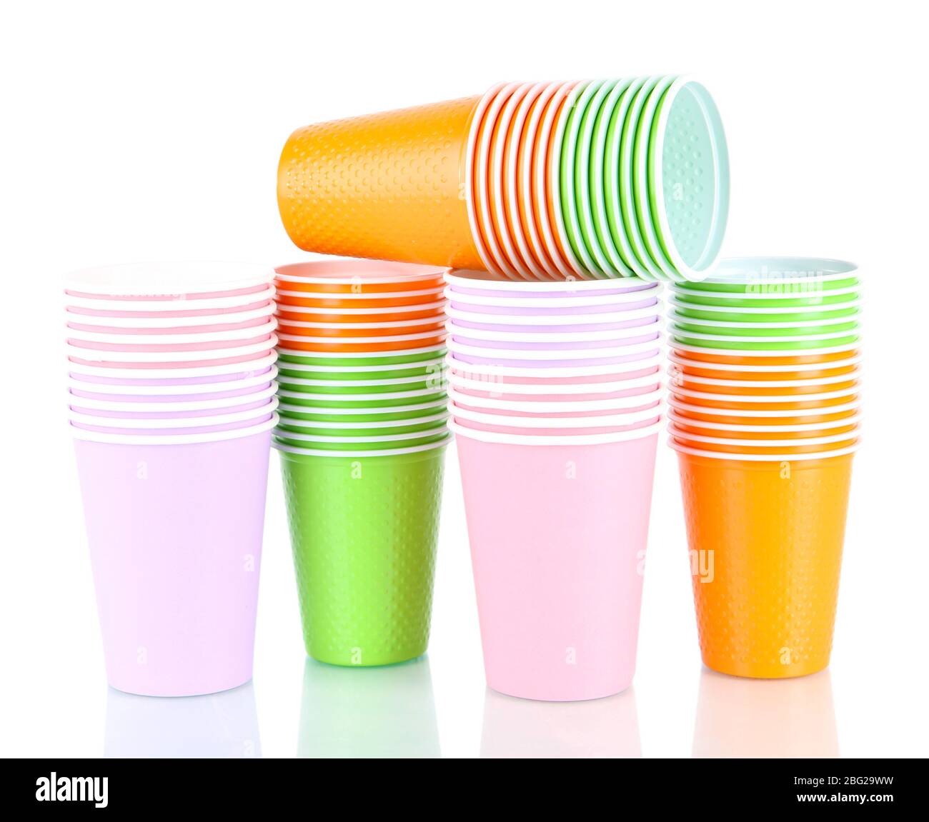 Cups in different color isolated on white Stock Photo - Alamy