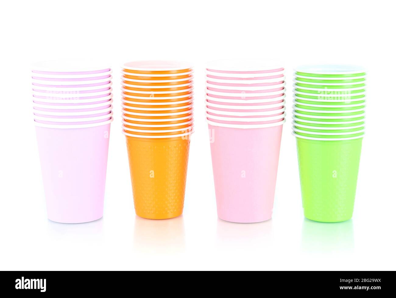 Cups in different color isolated on white Stock Photo - Alamy