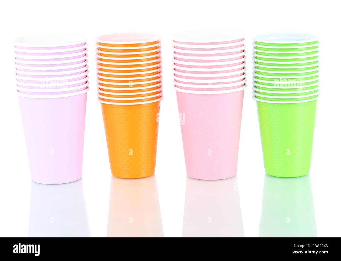 Cups in different color isolated on white Stock Photo - Alamy