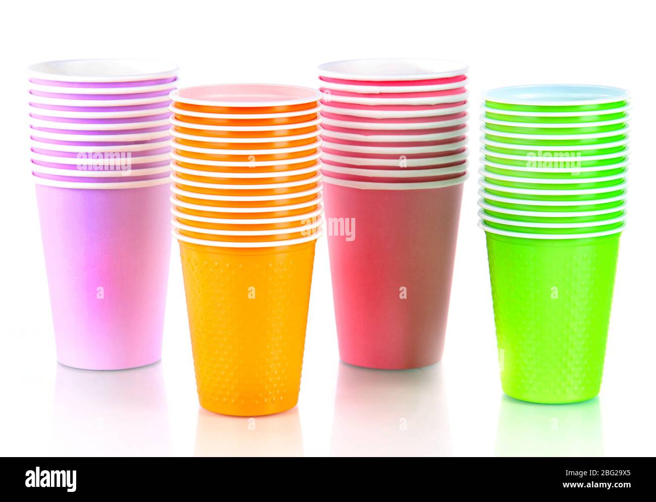 Cups in different color isolated on white Stock Photo - Alamy