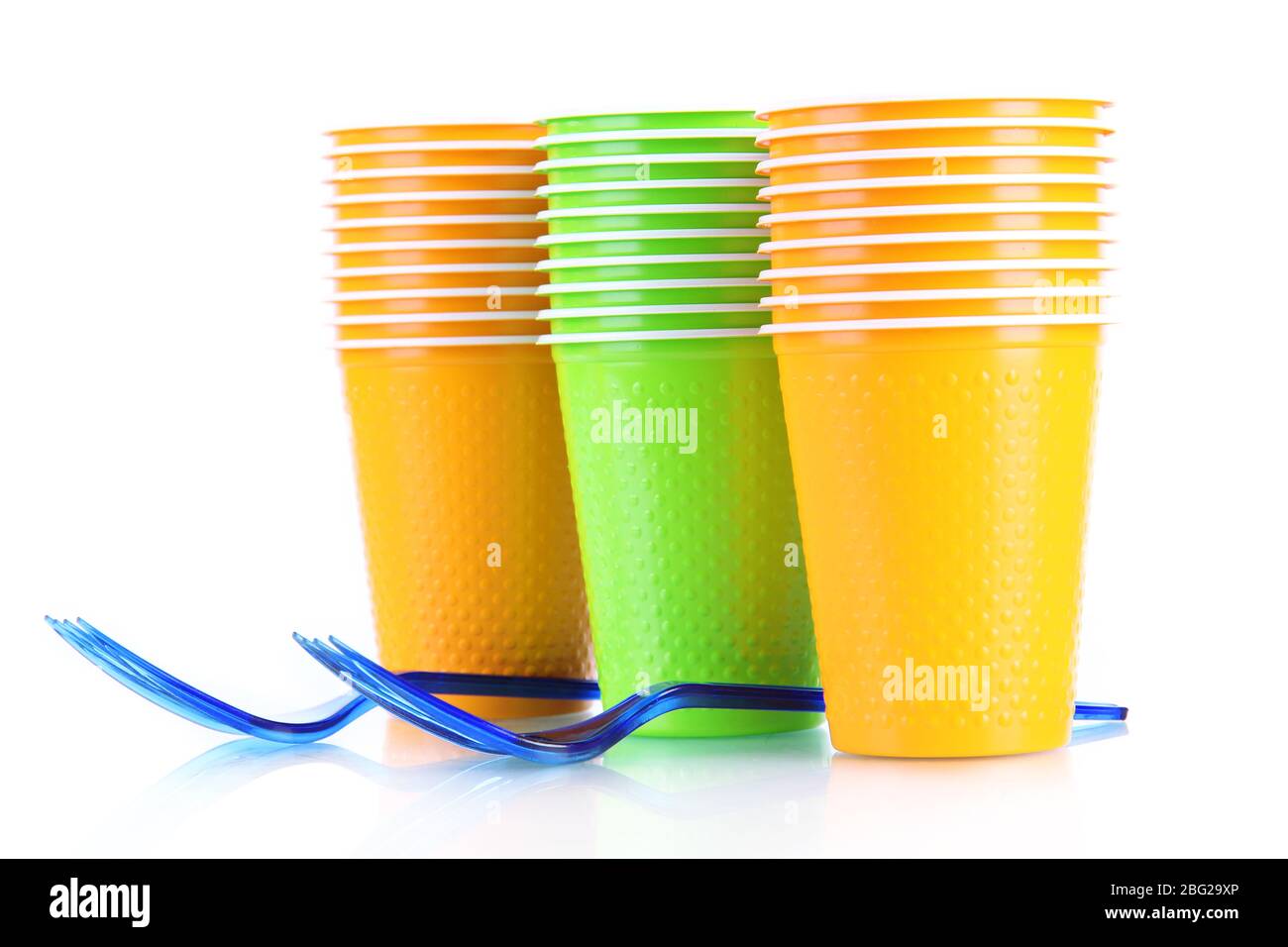 Cups in different color isolated on white Stock Photo - Alamy