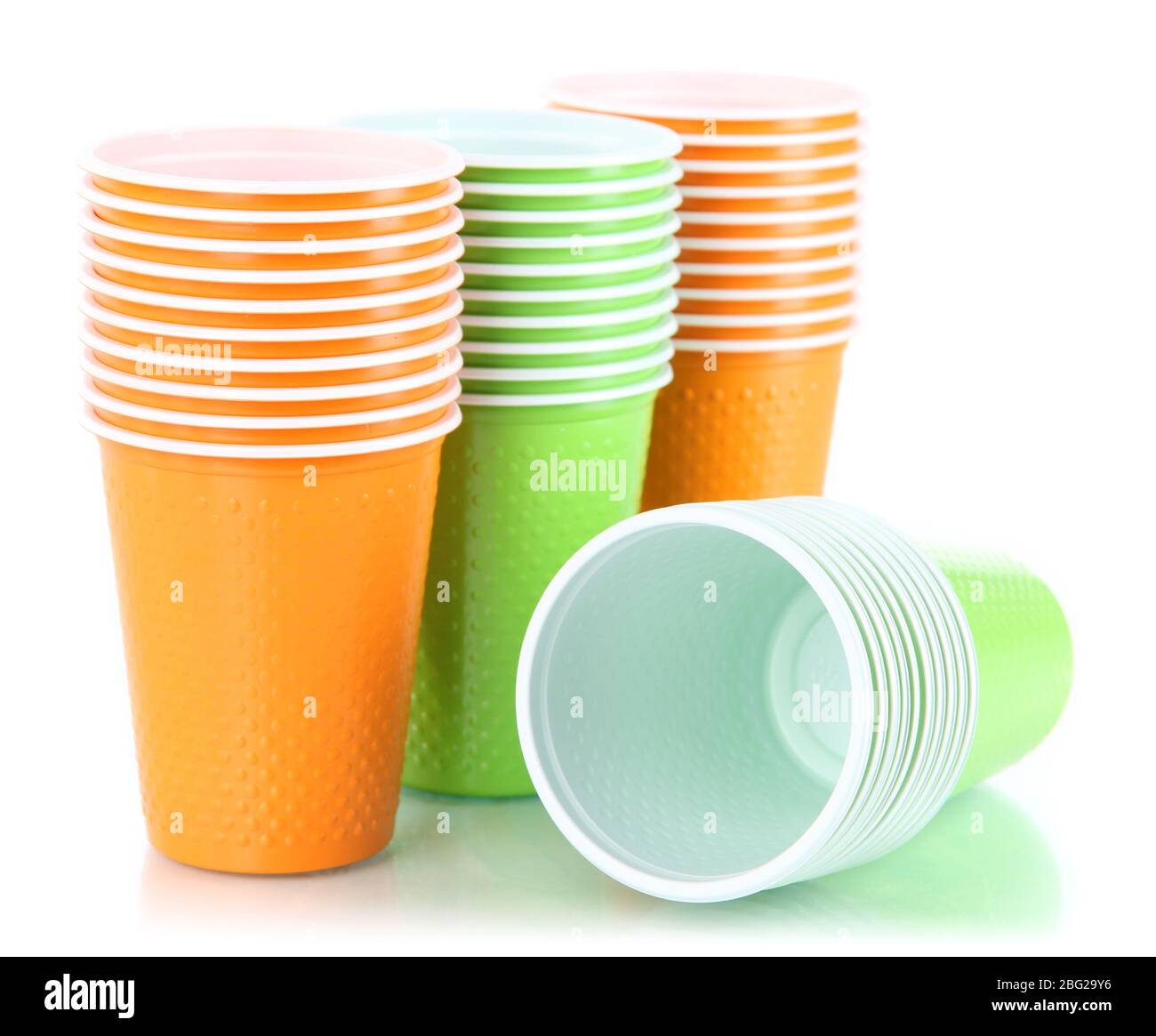 Cups in different color isolated on white Stock Photo - Alamy
