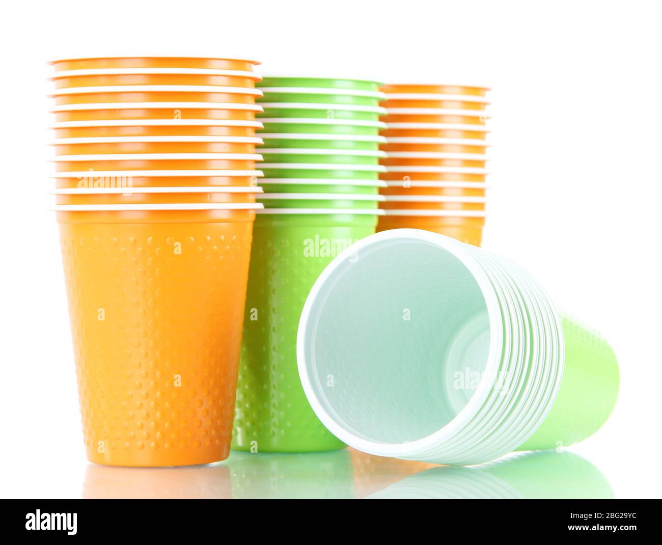 Cups in different color isolated on white Stock Photo - Alamy