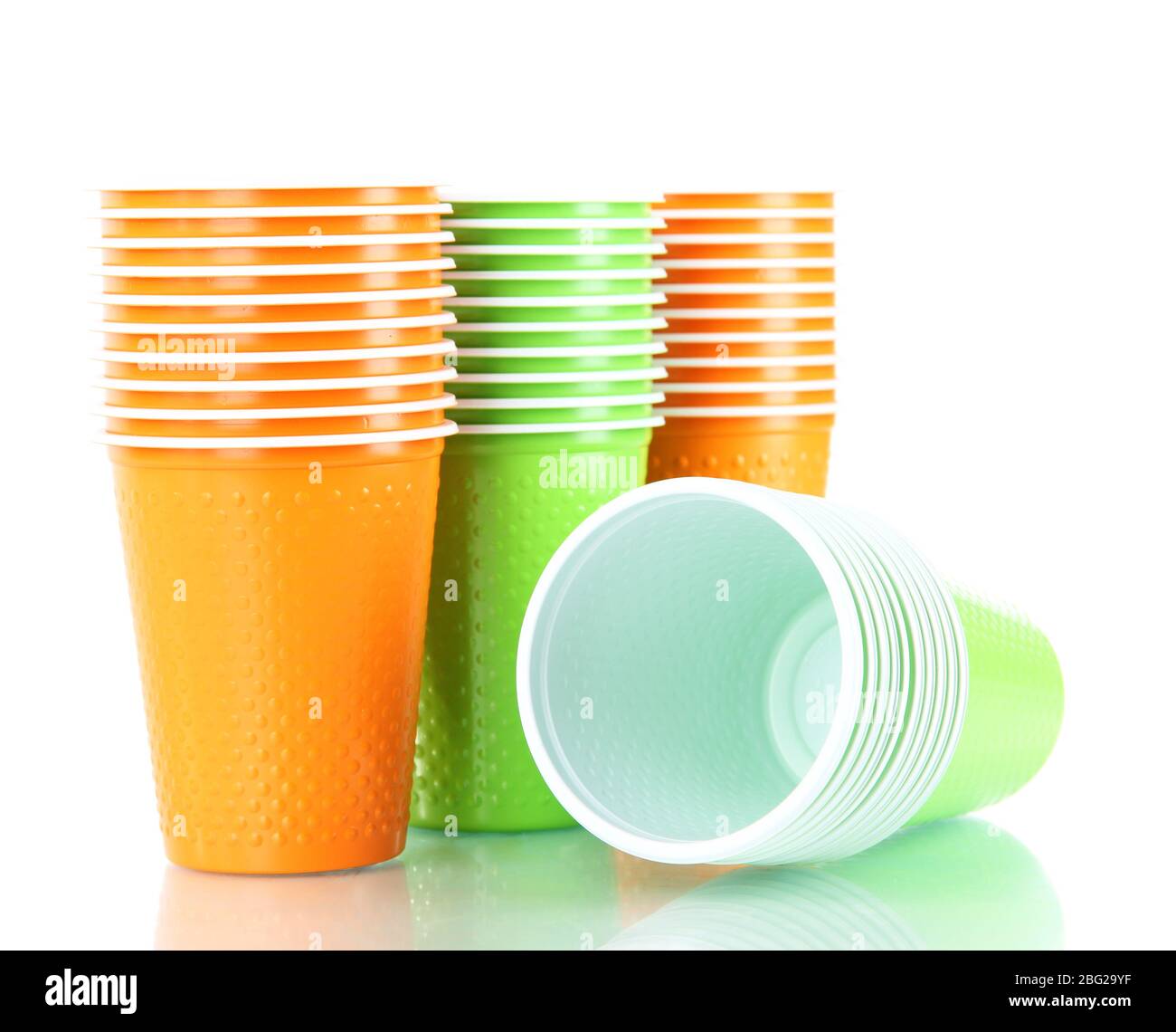 Cups in different color isolated on white Stock Photo - Alamy
