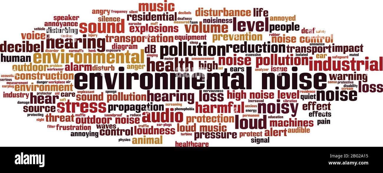 Environmental noise cloud concept. Collage made of words about ...