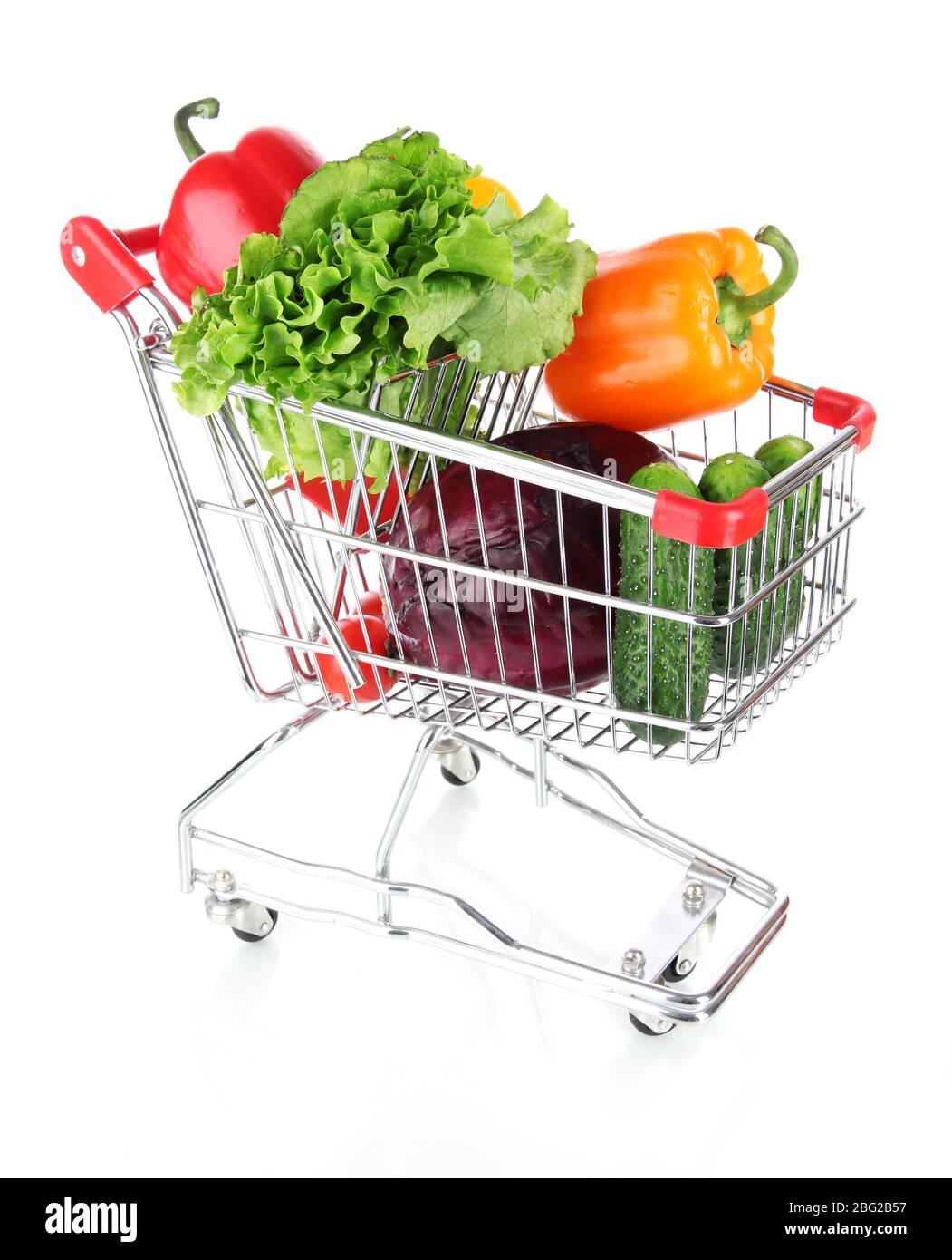 Fresh vegetables in trolley isolated on white Stock Photo - Alamy
