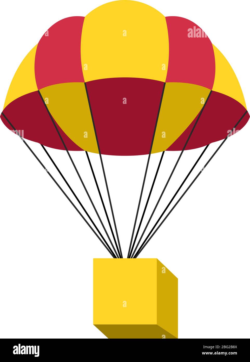Parachute with box, illustration, vector on white background Stock ...