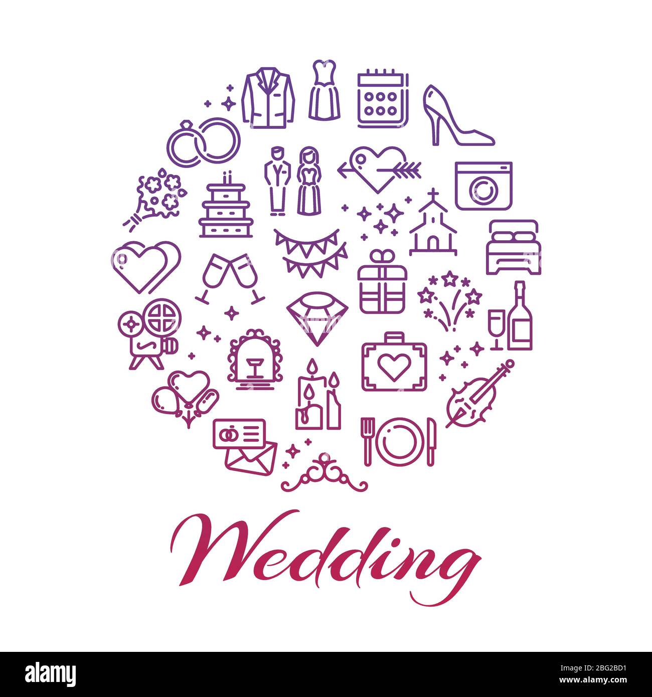 Wedding icons vector vectors hi-res stock photography and images - Alamy