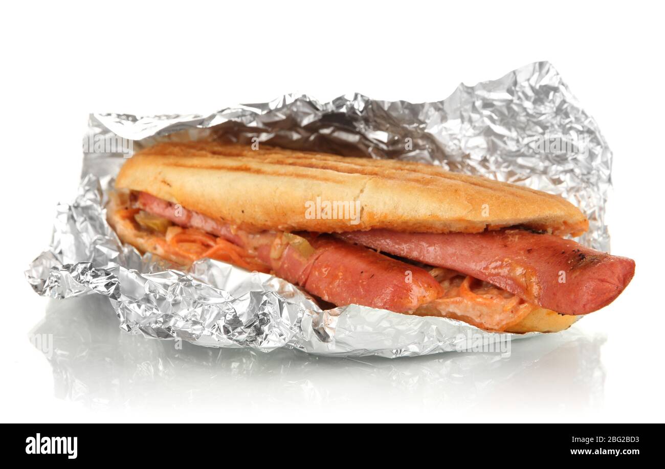 Delicious hot dog isolated on white Stock Photo - Alamy