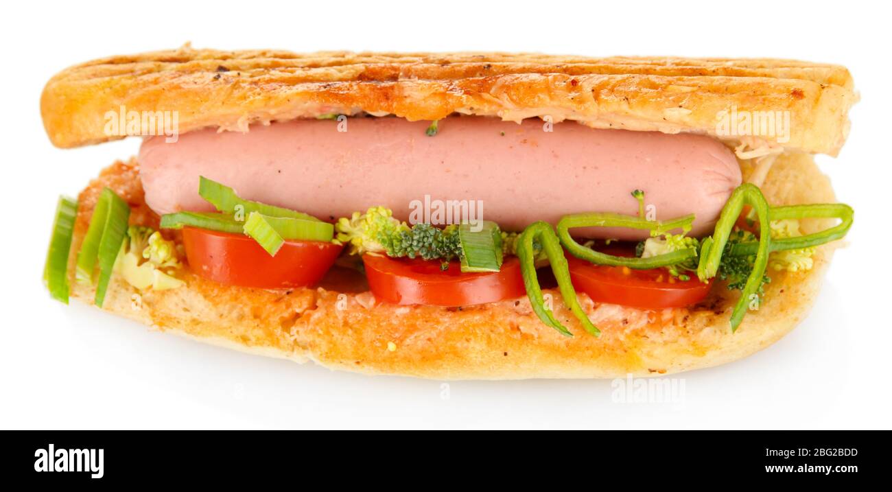 Delicious hot dog isolated on white Stock Photo - Alamy