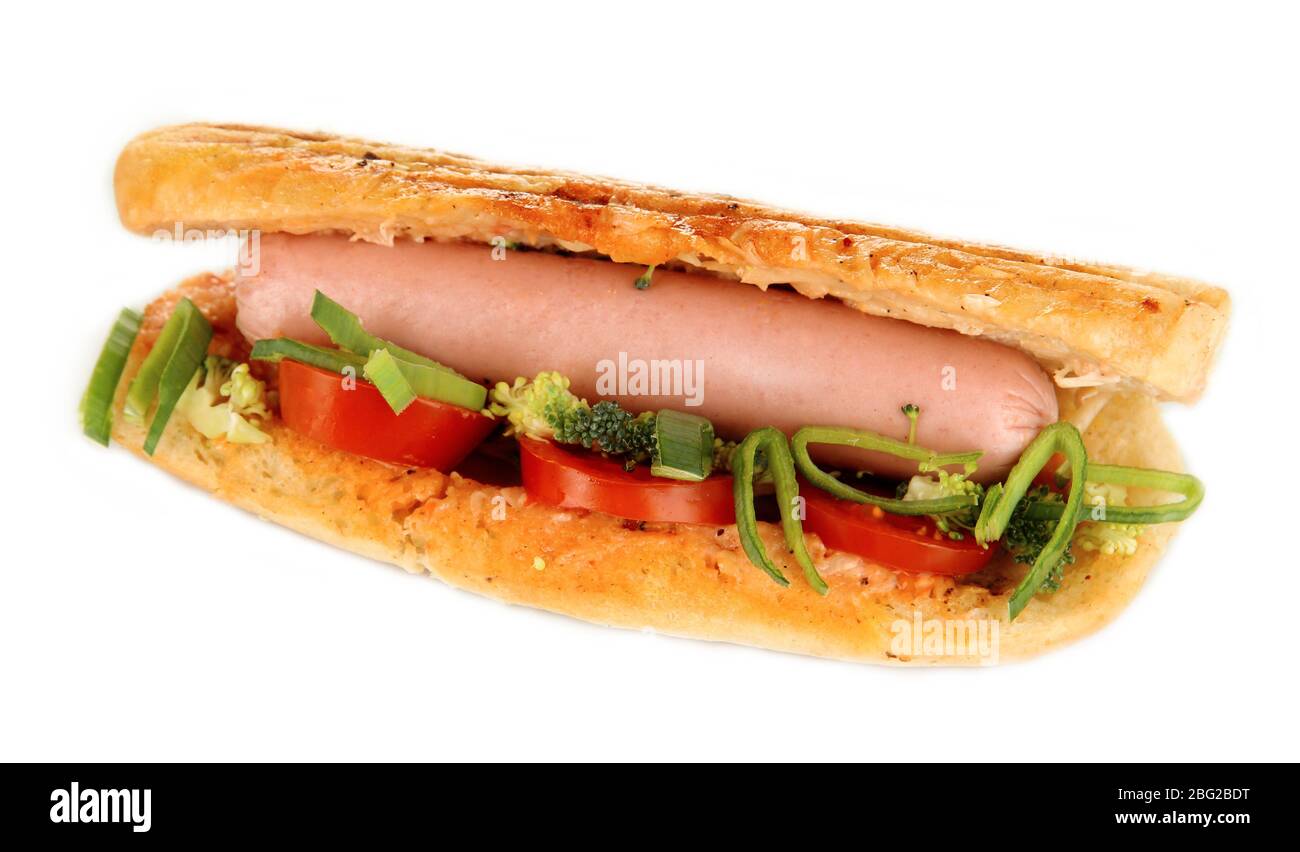 Delicious hot dog isolated on white Stock Photo - Alamy