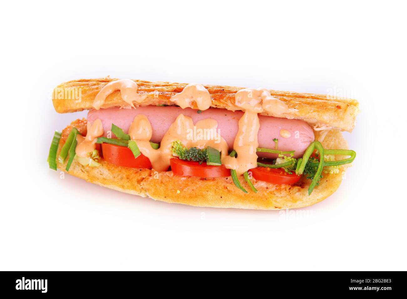 Delicious hot dog isolated on white Stock Photo - Alamy
