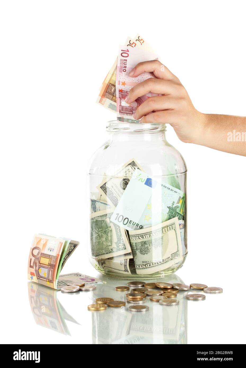 Money in the bank isolated on white Stock Photo - Alamy