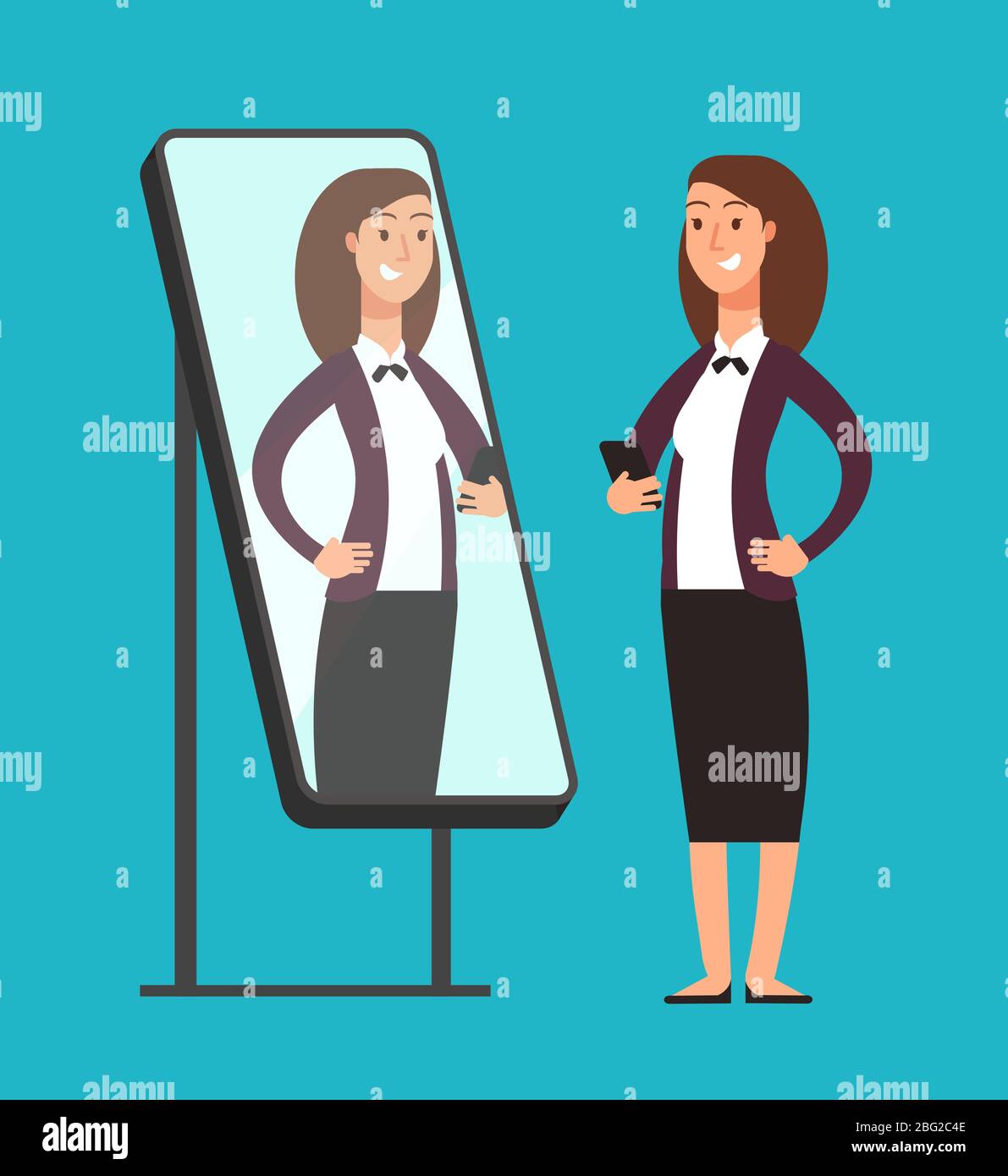 Person Looking In The Mirror Smiling