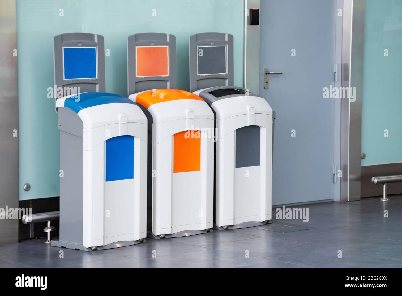 Three rubbish bins for different rubbish of household waste - plastic ...