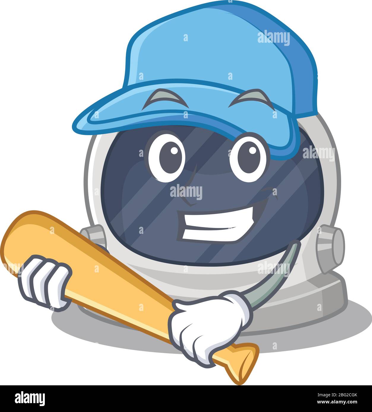 Picture of astronaut helmet cartoon character playing baseball Stock ...