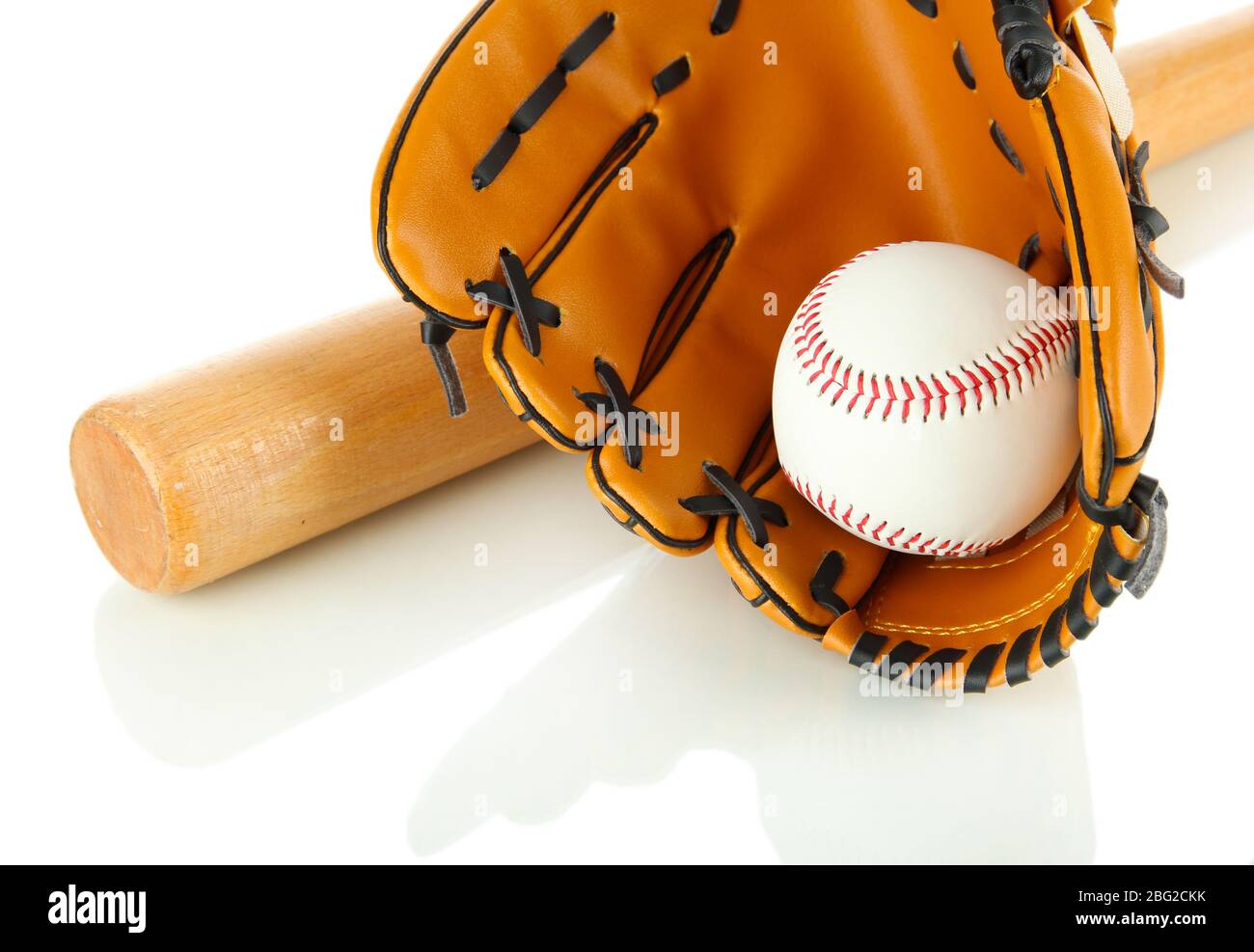 Baseball glove, bat and ball isolated on white Stock Photo - Alamy